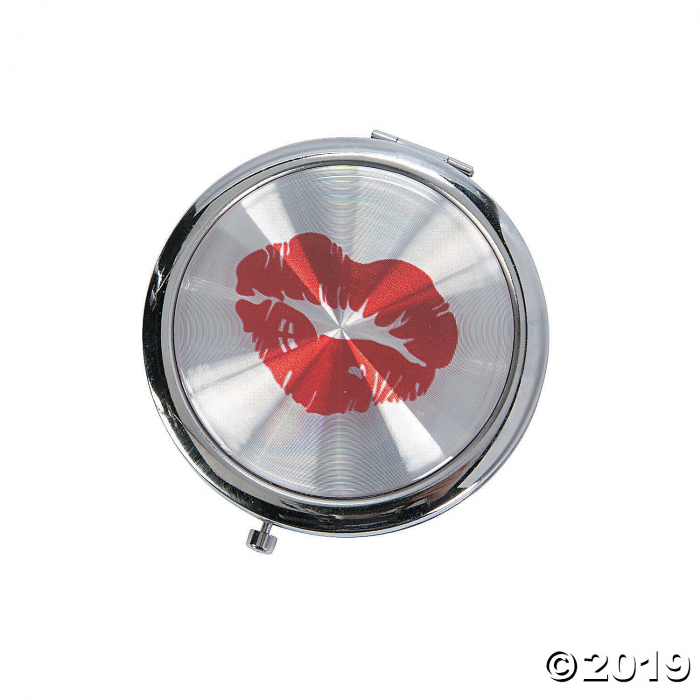 Red Lips Silver Compact Mirrors (6 Piece(s)) | GlowUniverse.com