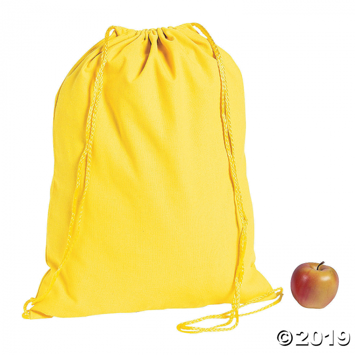DIY Large Yellow Canvas Drawstring Bags (Per Dozen) | GlowUniverse.com