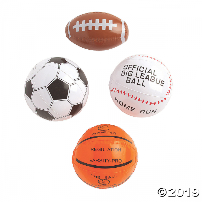 Inflatable Mini Sport Ball Assortment (Per Dozen) | GlowUniverse.com