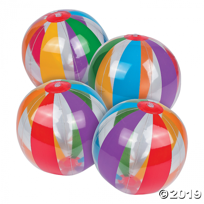 Inflatable 8" Clear Rainbow Medium Beach Balls (Per Dozen ...