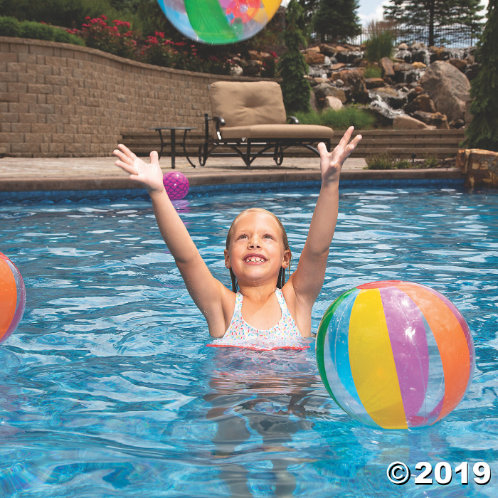 Inflatable 8" Clear Rainbow Medium Beach Balls (Per Dozen ...