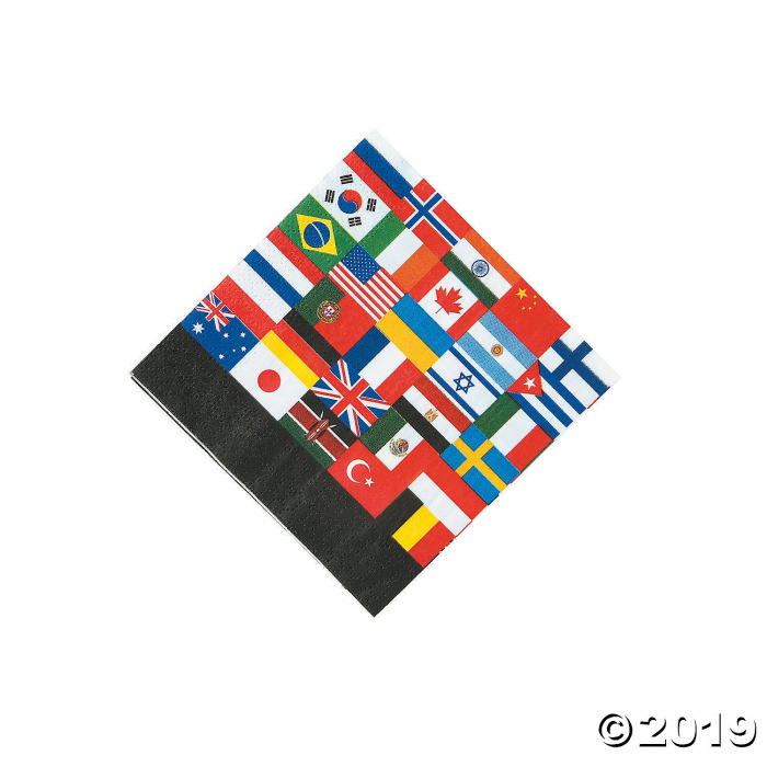 Flags of All Nations Beverage Napkins (16 Piece(s)) | GlowUniverse.com