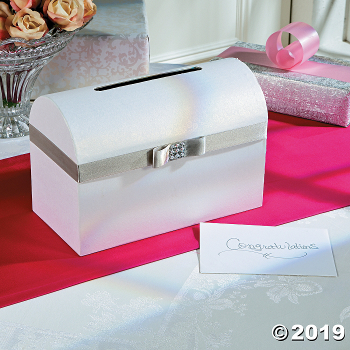 Silver Bow Wedding Card Box (1 Piece(s)) | GlowUniverse.com