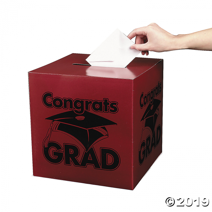 Congrats Grad Burgundy Card Box | GlowUniverse.com