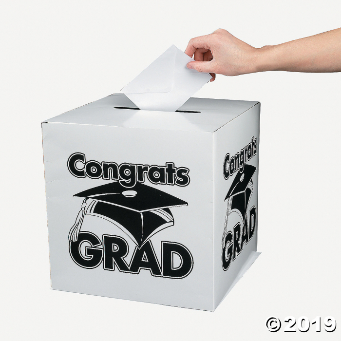 Congrats Grad White Card Box | GlowUniverse.com