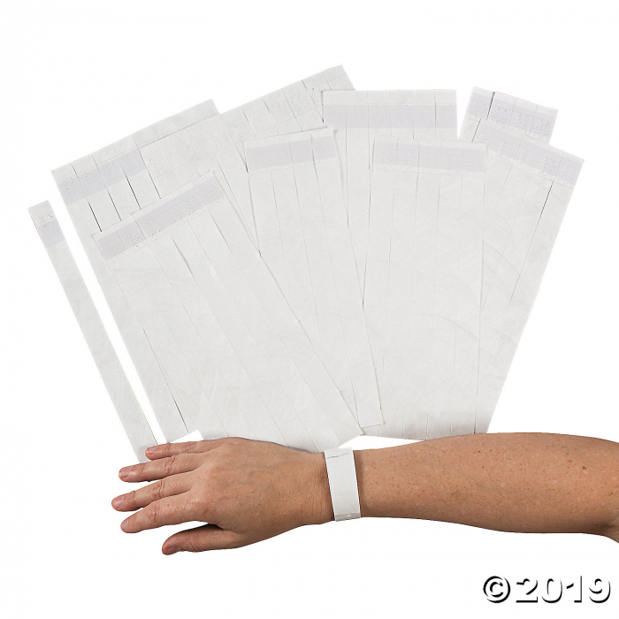 White Self-Adhesive Wristbands (100 Piece(s)) | GlowUniverse.com