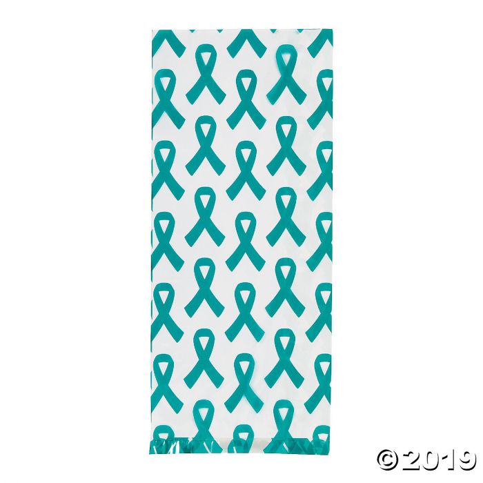 Teal Awareness Ribbon Cellophane Bags (24 Piece(s)) | GlowUniverse.com