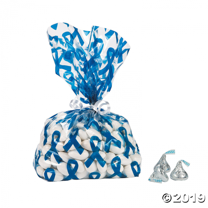 Blue Awareness Ribbon Cellophane Bags (24 Piece(s)) | GlowUniverse.com