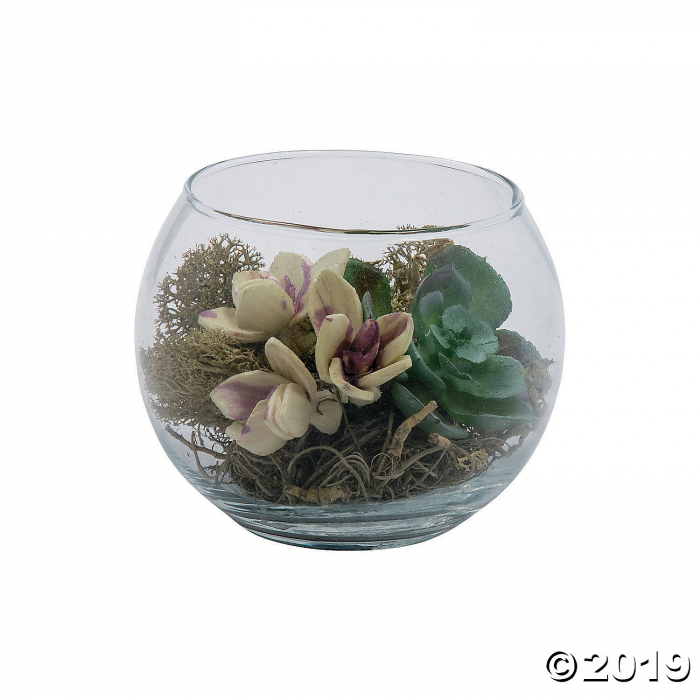 Small Round Glass Vase with Succulents (1 Piece(s)) | GlowUniverse.com