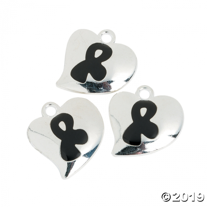 Heart-Shaped Black Awareness Ribbon Charms (Per Dozen) | GlowUniverse.com