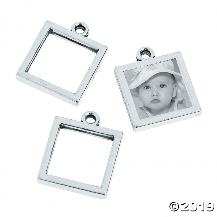Silvertone Square Frame Charms (Per Dozen) | GlowUniverse.com