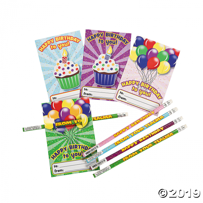 Happy Birthday Cards with Pencils (24 Piece(s)) | GlowUniverse.com