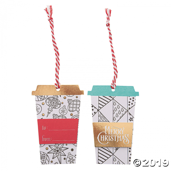 Color Your Own Christmas Latte Gift Tags (Per Dozen) | GlowUniverse.com