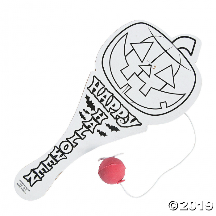 Color Your Own Pumpkin Paddleball Games (Per Dozen) | GlowUniverse.com