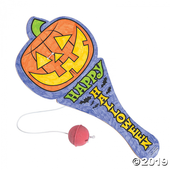Color Your Own Pumpkin Paddleball Games (Per Dozen) | GlowUniverse.com