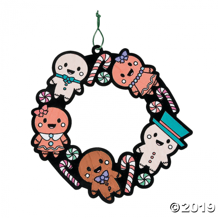 Color Your Own Fuzzy Gingerbread Wreaths (Per Dozen) | GlowUniverse.com