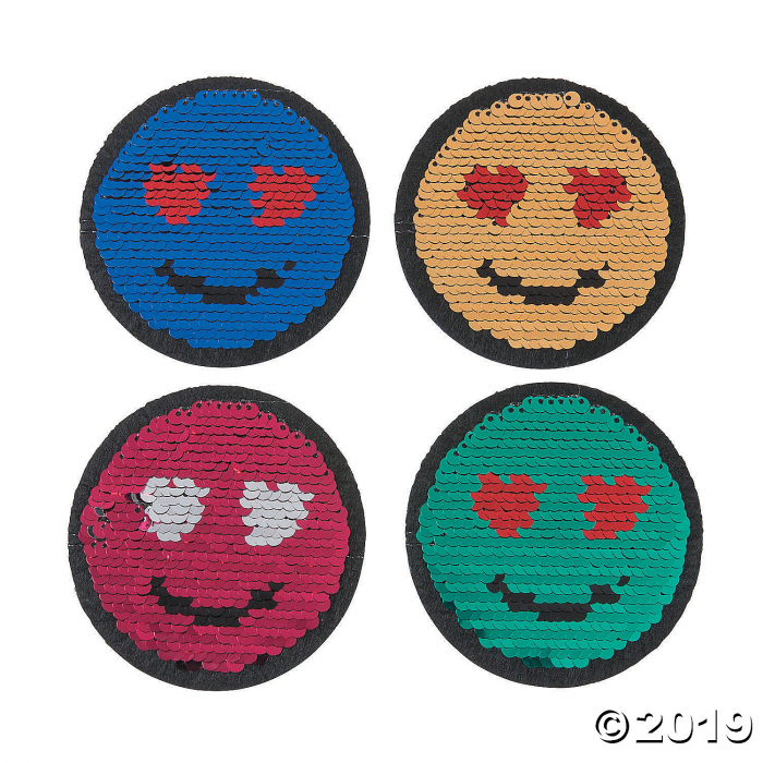 Emoji Reversible Sequin Patches (Per Dozen) | GlowUniverse.com