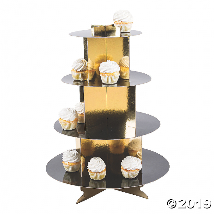 Black & Gold Cupcake Stand (1 Piece(s)) | GlowUniverse.com