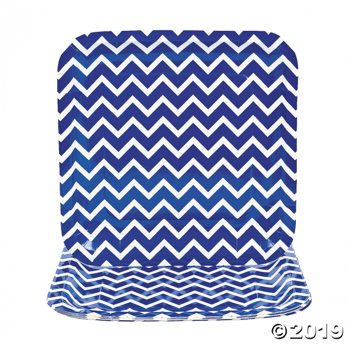 Chevron Blue Paper Dinner Plates (8 Piece(s)) | GlowUniverse.com