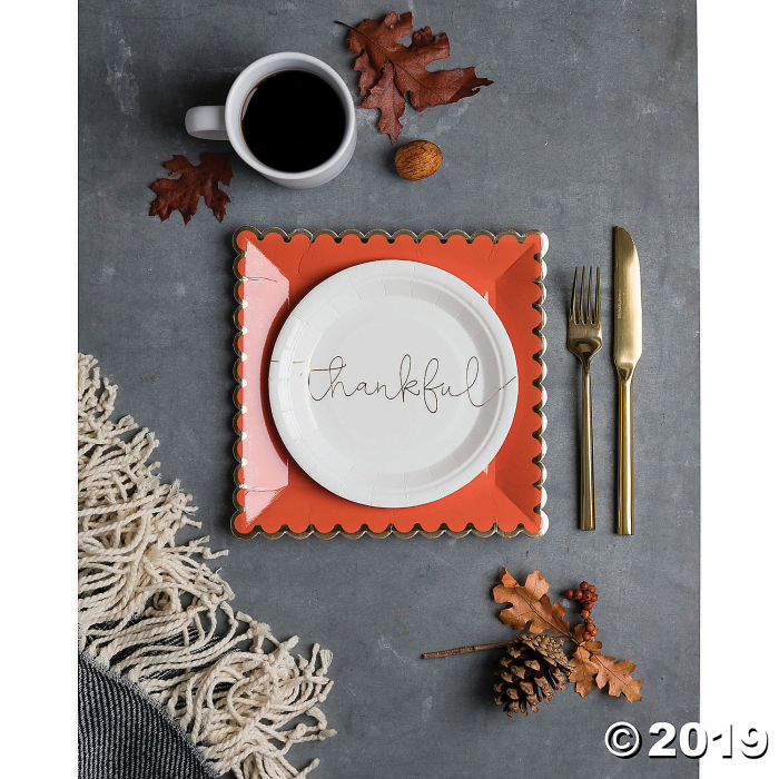 My Mind's Eye Orange Solid Scalloped Paper Dinner Plates (Per Dozen ...