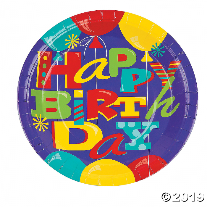 Birthday Fun Paper Dinner Plates (8 Piece(s)) | GlowUniverse.com