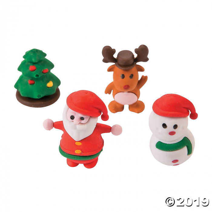 3D Christmas Character Erasers (24 Piece(s)) | GlowUniverse.com
