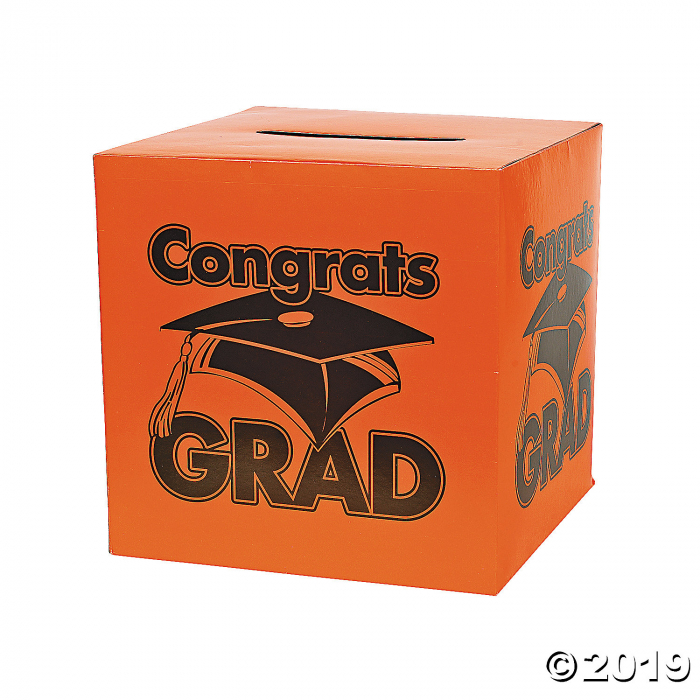 Congrats Grad Orange Card Box | GlowUniverse.com