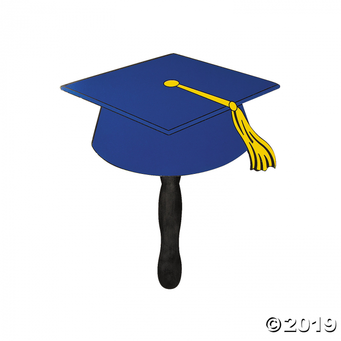 Blue Graduation Cap Fans (Per Dozen) | GlowUniverse.com