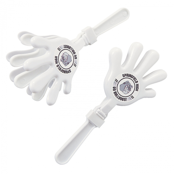 White Team Spirit Custom Photo Hand Clappers (Per Dozen) | GlowUniverse.com
