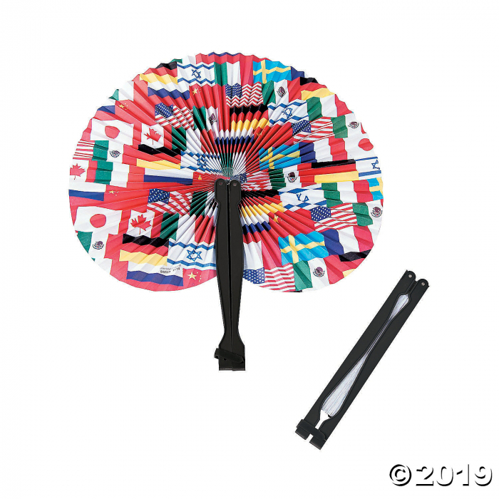 Flags Around the World Folding Hand Fans (Per Dozen) | GlowUniverse.com