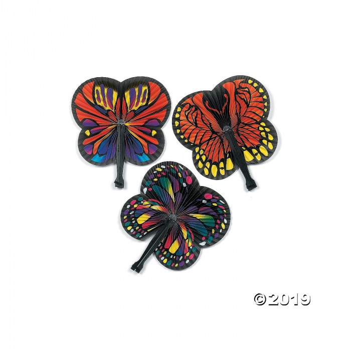 Monarch Butterfly-Shaped Folding Hand Fans (Per Dozen) | GlowUniverse.com