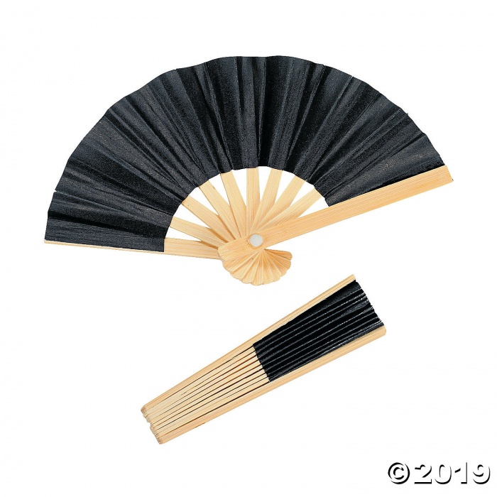 Mini Black Bamboo Folding Hand Fans (Per Dozen) | GlowUniverse.com