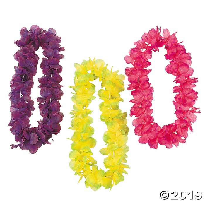 Large Two-Tone Floral Polyester Leis - 12 Pc. (Per Dozen ...