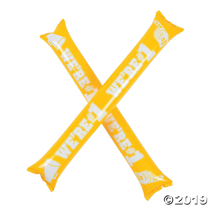 Inflatable Yellow Team Spirit Boom Sticks (24 Piece(s)) | GlowUniverse.com