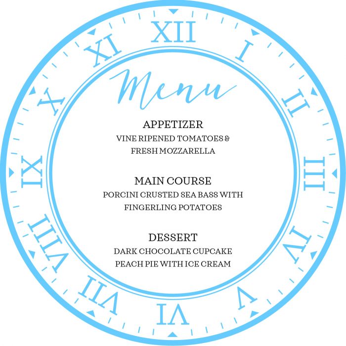 Personalized New Year's Eve Wedding Clock Menu (25 Piece(s ...