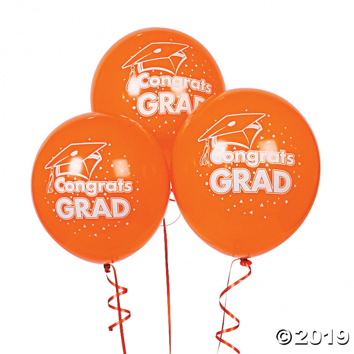 Orange Congrats Grad 11" Latex Balloons (48 Piece(s)) | GlowUniverse.com