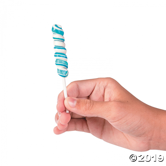 Light Blue Mini Twisty Lollipops (24 Piece(s)) | GlowUniverse.com