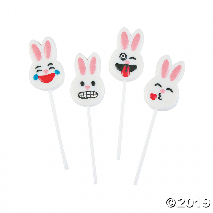 Easter Bunny Emoji Lollipops (Per Dozen) | GlowUniverse.com