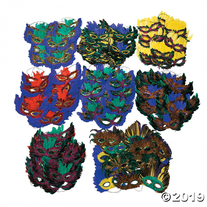 Mardi Gras Mask Assortment (250 Piece(s)) | GlowUniverse.com