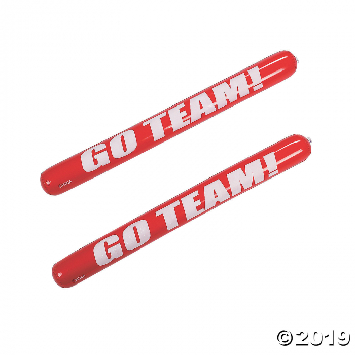 Inflatable Red Go Team Noisemaker Sticks (Per Dozen) | GlowUniverse.com