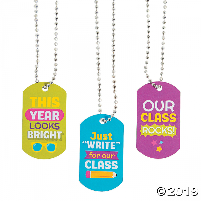 First Day of School Dog Tag Necklaces (Per Dozen) | GlowUniverse.com