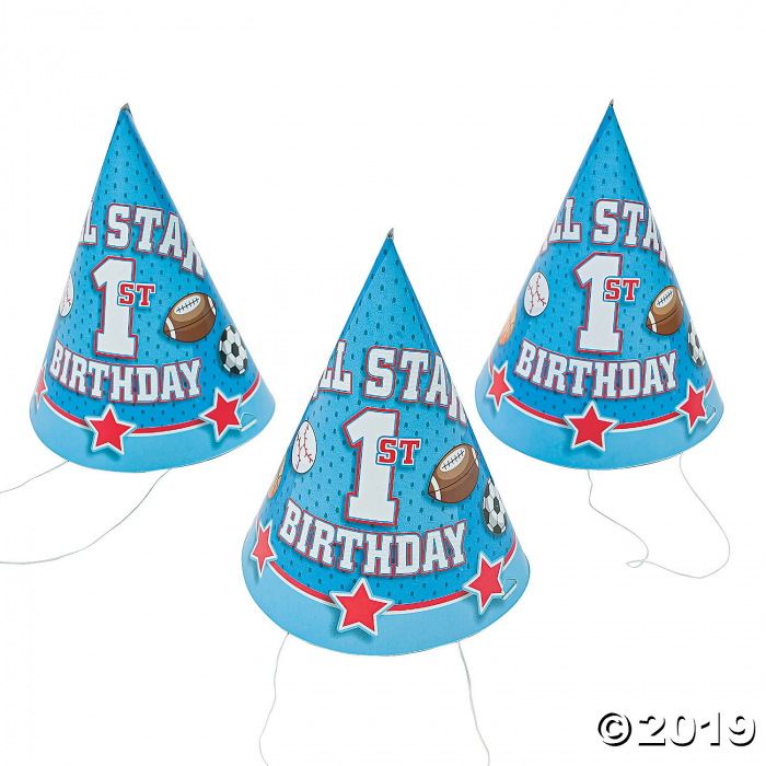 1st Birthday All Star Cone Hats (Per Dozen) | GlowUniverse.com