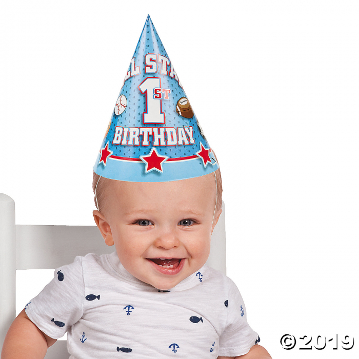 1st Birthday All Star Cone Hats (Per Dozen) | GlowUniverse.com
