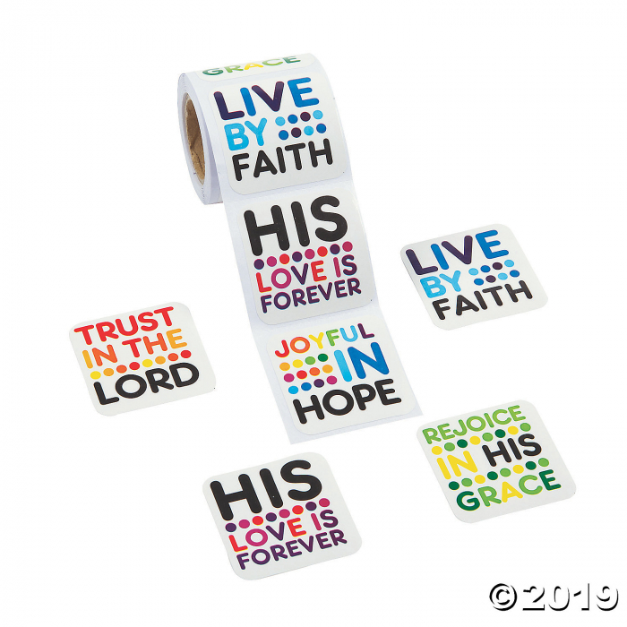 Colorful Bible Verse Sticker Rolls (1 Roll(s)) | GlowUniverse.com