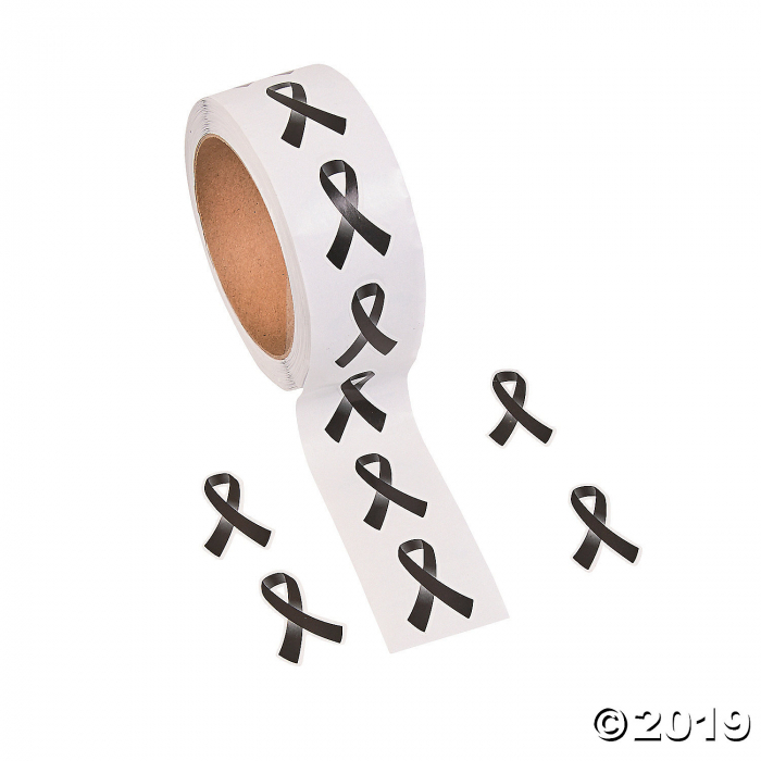 Black Awareness Ribbon Sticker Rolls (1 Roll(s)) | GlowUniverse.com