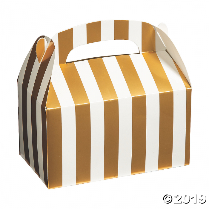Gold Foil Striped Favor Boxes (Per Dozen) | GlowUniverse.com