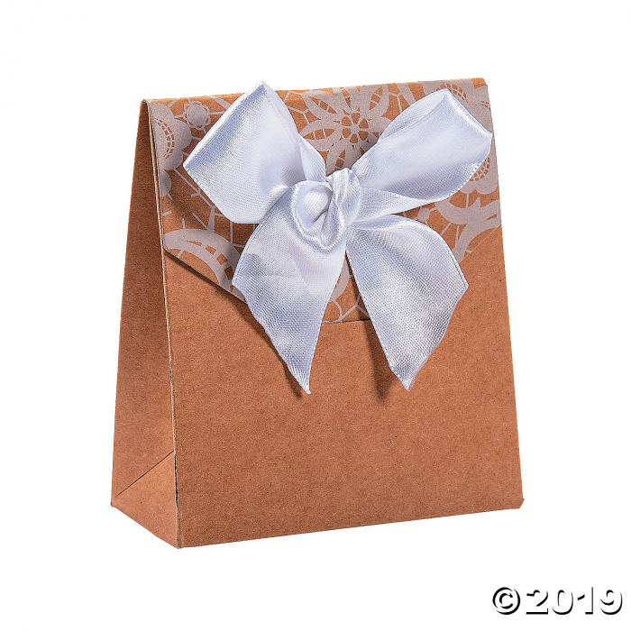 Kraft Paper Tented Favor Boxes with Lace (24 Piece(s)) | GlowUniverse.com