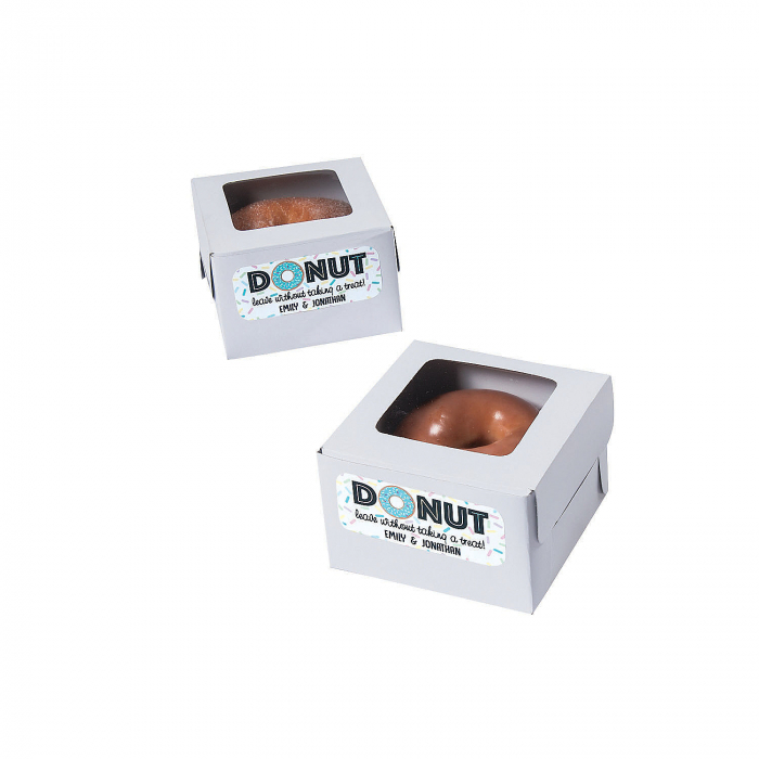 Personalized Donut Favor Boxes with Stickers (Per Dozen) | GlowUniverse.com