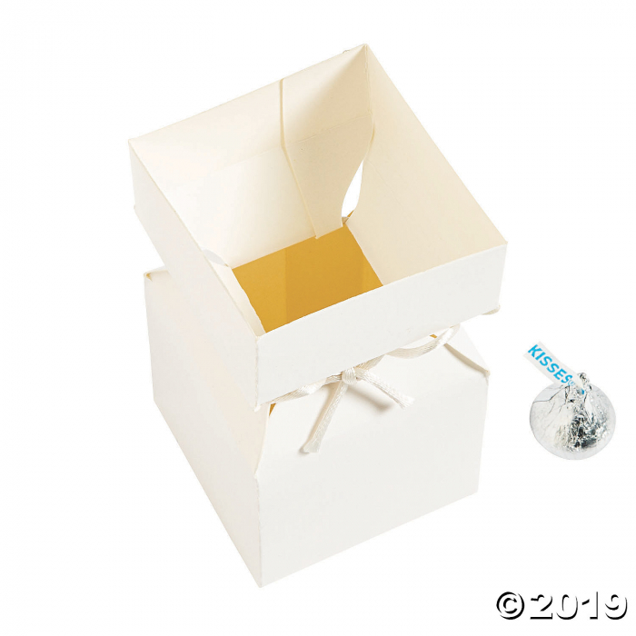 White Vertical Square Hourglass Favor Boxes (Per Dozen) | GlowUniverse.com