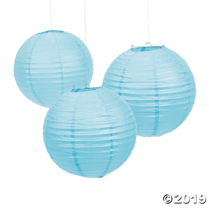 Light Blue Hanging Paper Lanterns (6 Piece(s)) | GlowUniverse.com